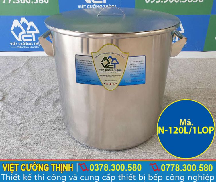 Nồi Inox Công Nghiệp 120L 1 Lớp N-120L/1LOP - Việt Cường Thịnh